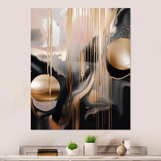 Designart "Gold And Black Marble Expression II" Abstract Marble Metal Wall Art - Bed Bath ...